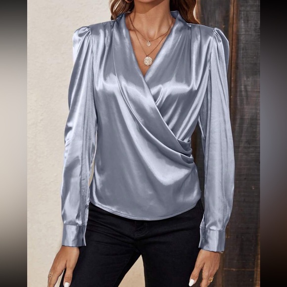 Tops | Luxe Draped Wrap Blouse | Poshmark